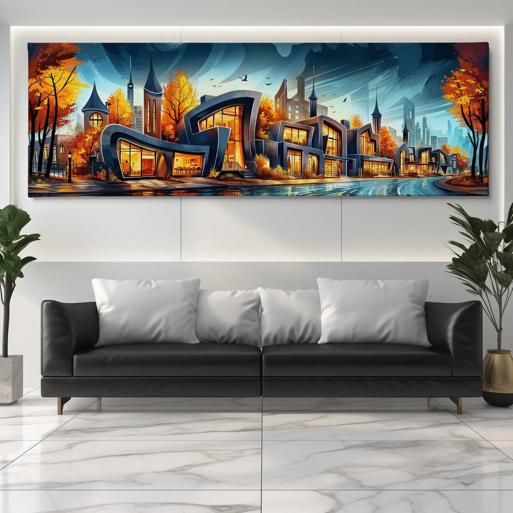 Obraz na plátně - Procházka v novém Hamburku FeelHappy.cz Velikost obrazu: 240 x 80 cm