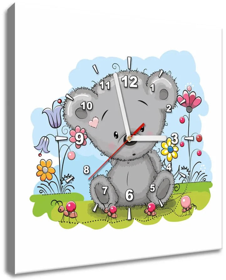 Gario Obraz s hodinami Medvídek na louce Rozměry: 30 x 30 cm