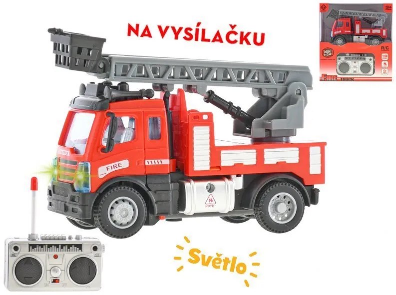 Rc auto r/c auto hasičské se žebříkem 13cm 1:64 se světlem