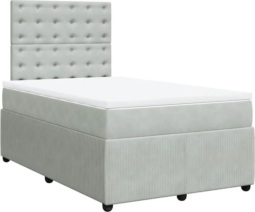 Box spring postel s matrací světle šedá 120x190 cm samet 3294598