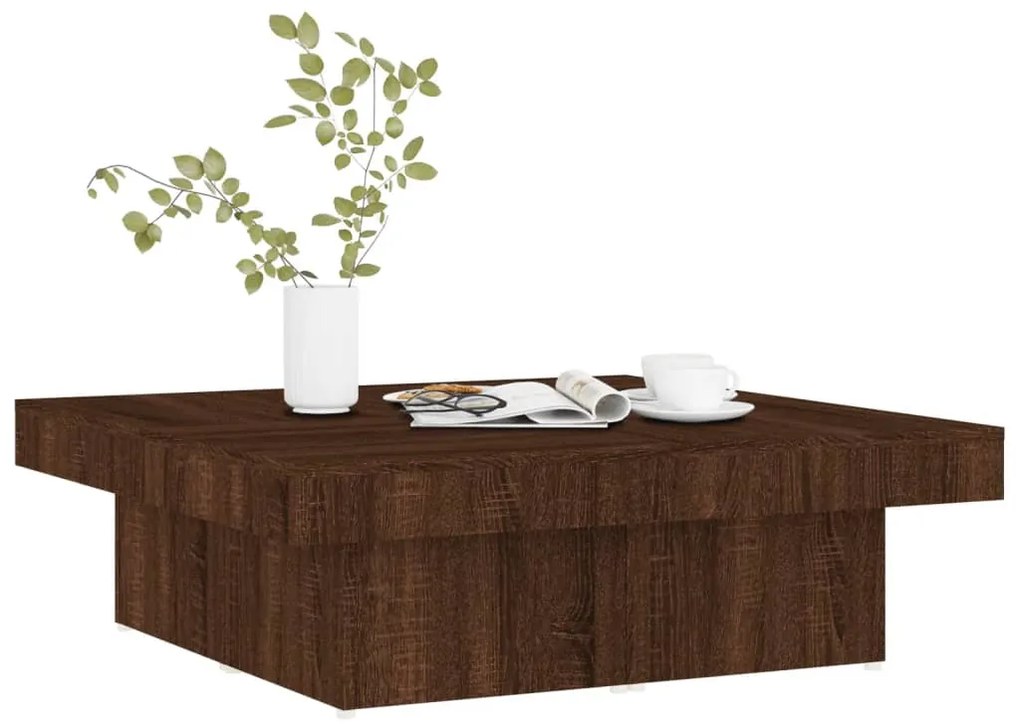 Konferenční stolek hnědý dub 90 x 90 x 28 cm kompozitní dřevo - Default Title