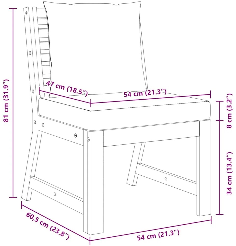 vidaXL Marketos Dílčí středová pohovka s tmavě šedou poduškou masivní akácie
