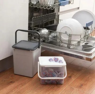 Rotho Nádoba na prací prášek, granule nebo bioodpad – 4,5 l DETERGENT Transparentní