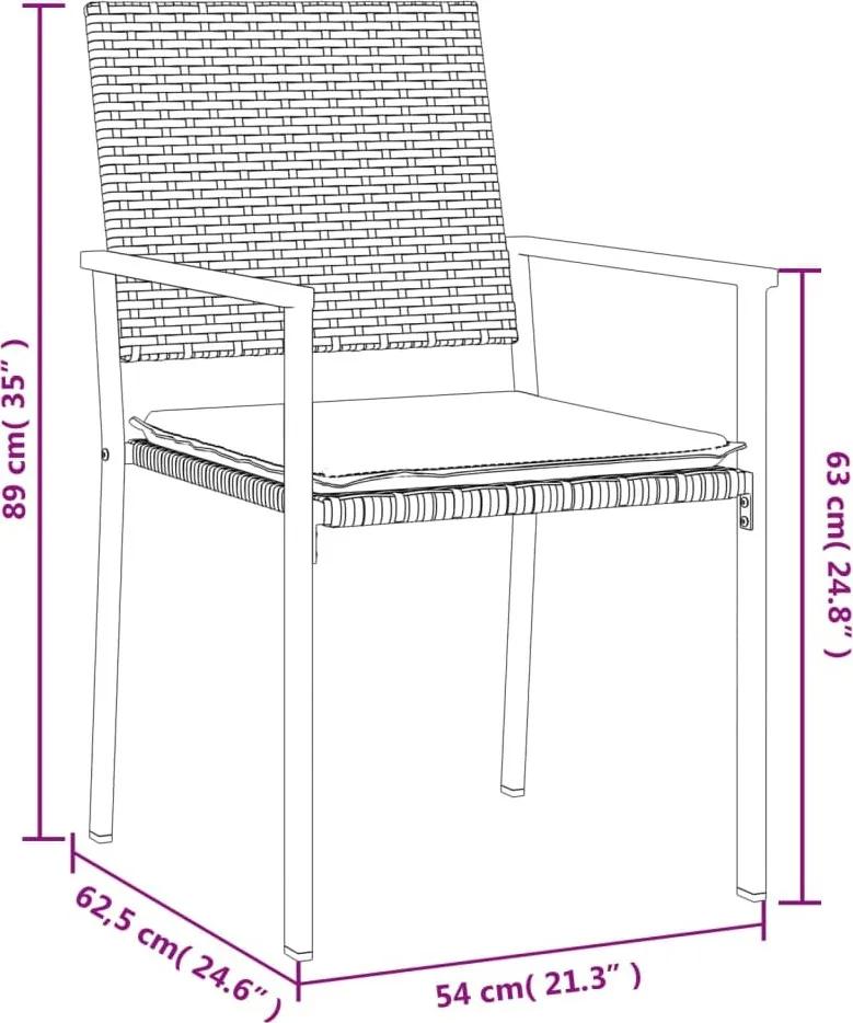 vidaXL Zahradní židle s poduškami 2 ks černé 54x62,5x89 cm polyratan [364097]