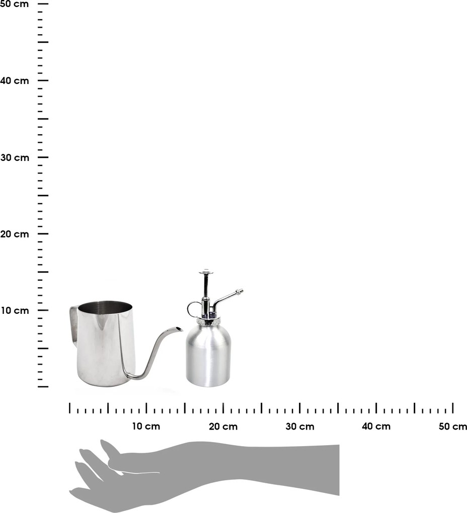 Konev na zalévání, sada 2ks, 0,5 l+0,3 l, stříbrná