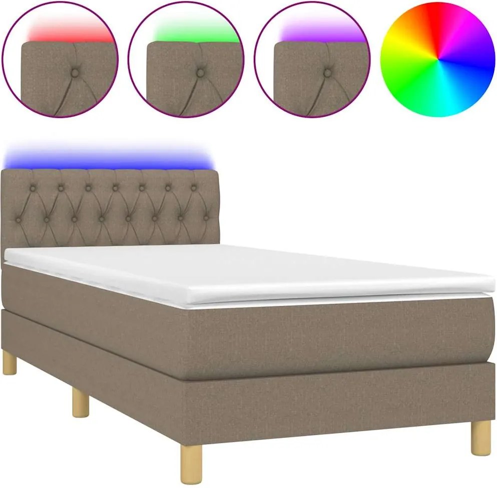 Box spring postel s matrací a LED taupe 100x200 cm textil 3133937