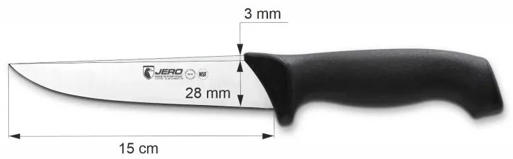 KOLIMAX Kuchyňský nůž JERO 15 cm/28 mm, rukojeť z černého elastomeru