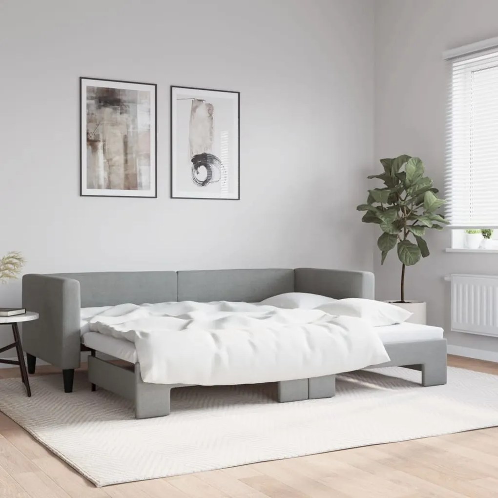 Válenda s přistýlkou světle šedá 80 x 200 cm textil 3196573