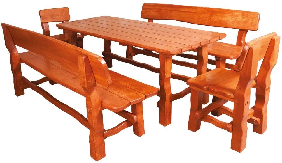 Drewmax zahradní sestava MO212 s lavicemi a křesly olšové dřevo