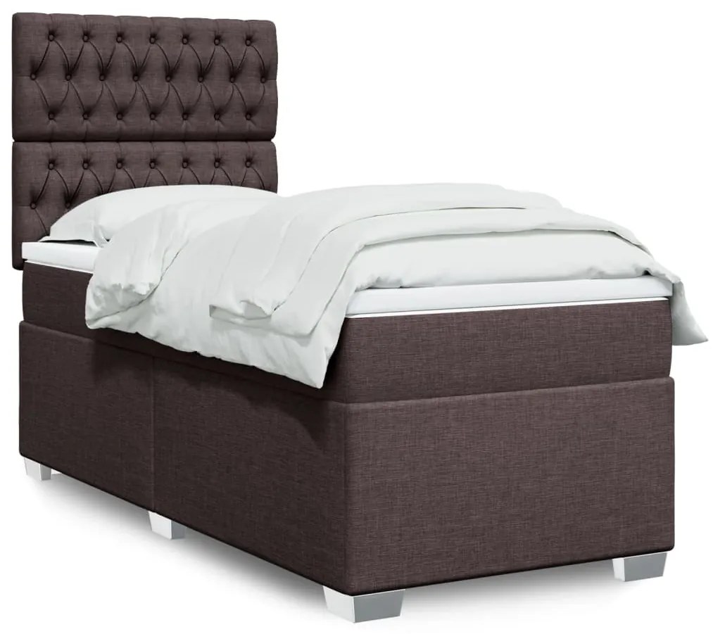Box spring postel s matrací tmavě hnědá 90x200 cm textil 3292681