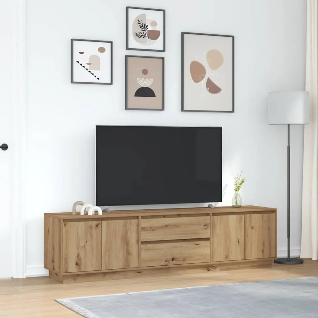 TV skříňka s LED osvětlením dub artisan 193,5x41x50 cm 3328443