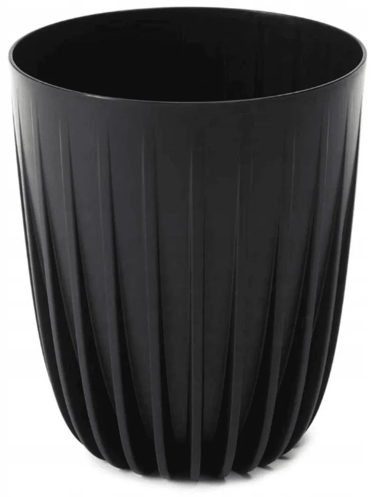 PLASTOVÝ KVĚTINÁČ STRIPPED ECO 30X25 CM ANTRACITOVÁ