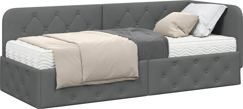Rohový rám postele Tmavě šedá 80 x 200 cm textil 3394030