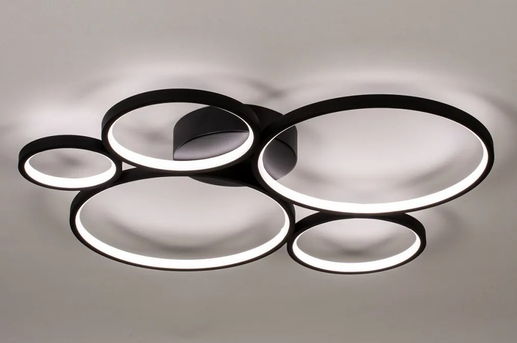 Stropní stmívatelné designové černé LED svítidlo do obýváku Bubble 5