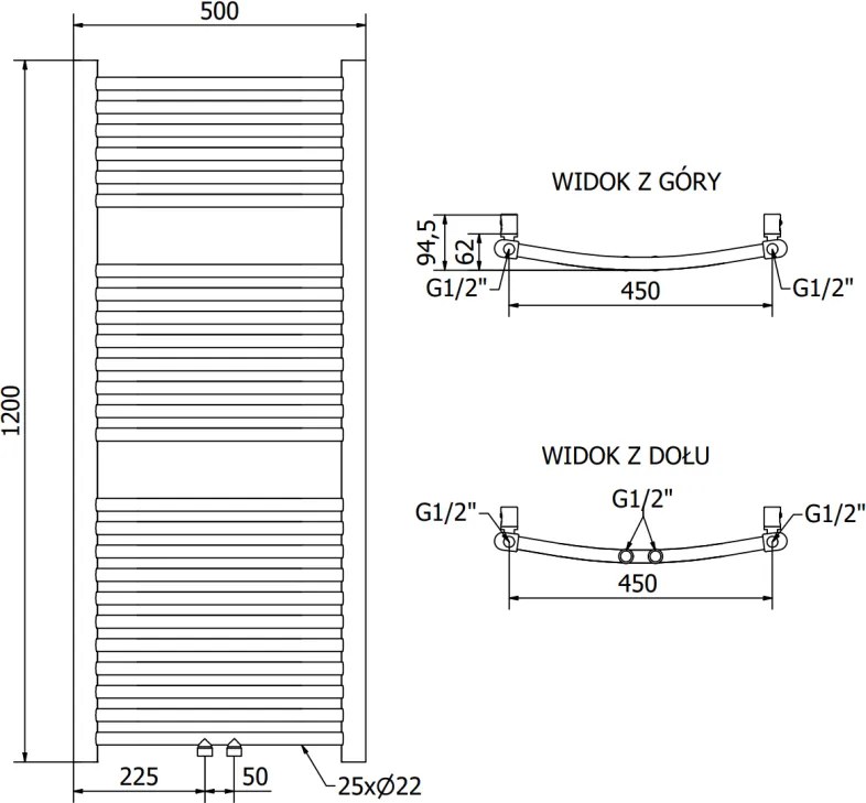 Mexen Ares, topné těleso 1200 x 500 mm, 420 W, zlatá, W102-1200-500-00-50