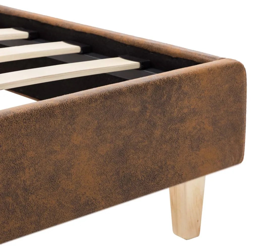 vidaXL Marketos Rám postele hnědý umělá broušená kůže 120 x 200 cm