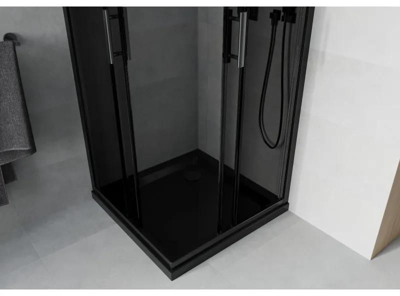 Mexen Rio čtvercový sprchový kout 70 x 70 cm, Grafitově černá, Černá + sprchová vanička Flat, Černá - 860-070-070-70-40-4070B