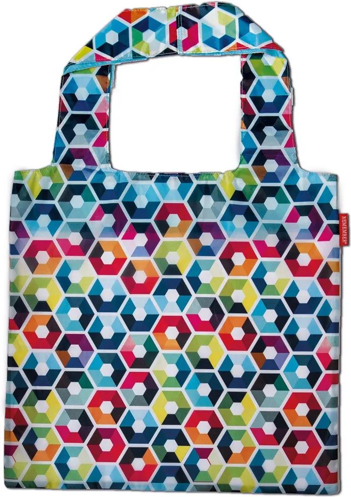 Látková taška, skládací pytlík z vodovzdorné látky s potiskem okouzlujícím  barvami | Sousedé