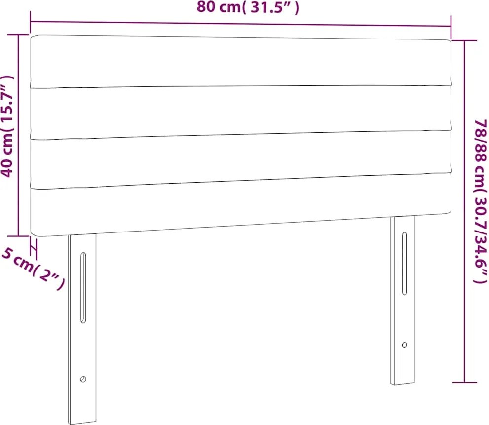 Čelo postele s LED růžové 80 x 5 x 78/88 cm samet 3121787