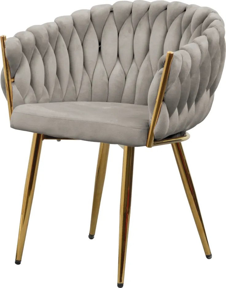 Jídelní křeslo, šedohnědá Taupe Velvet látka/gold chrom zlatý, DEILA