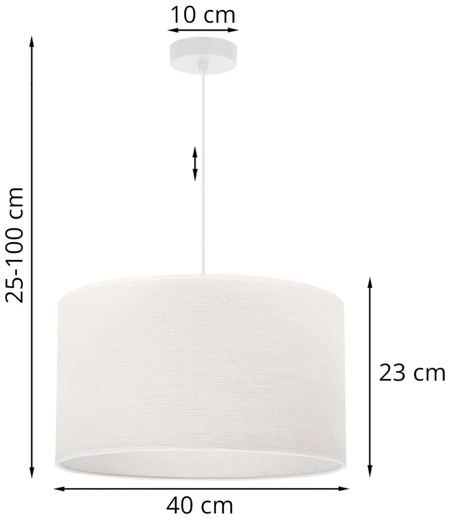Závěsné svítidlo Juta, 1x bílé jutové stínítko, (fi 40cm), w