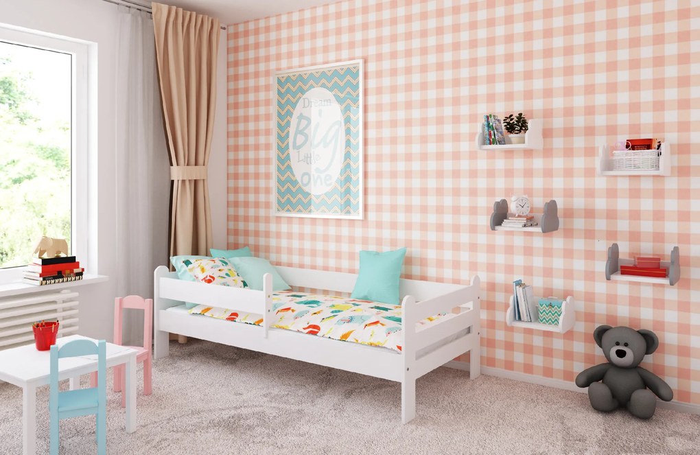 BabyBeds Dětská postel RYSIO Velikost postele: 160x80 cm, Barevné provedení: Šedá, Úložný prostor: Ne, bez úložného prostoru Bílá