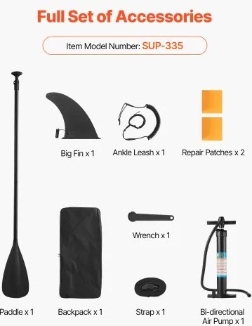 Nafukovací paddleboard, 3,35 m × 84 cm × 15 cm široký VEVOR