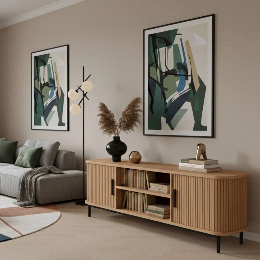TV stolek SCAVA, drážkovaný, 140 x 40 x 46 cm
