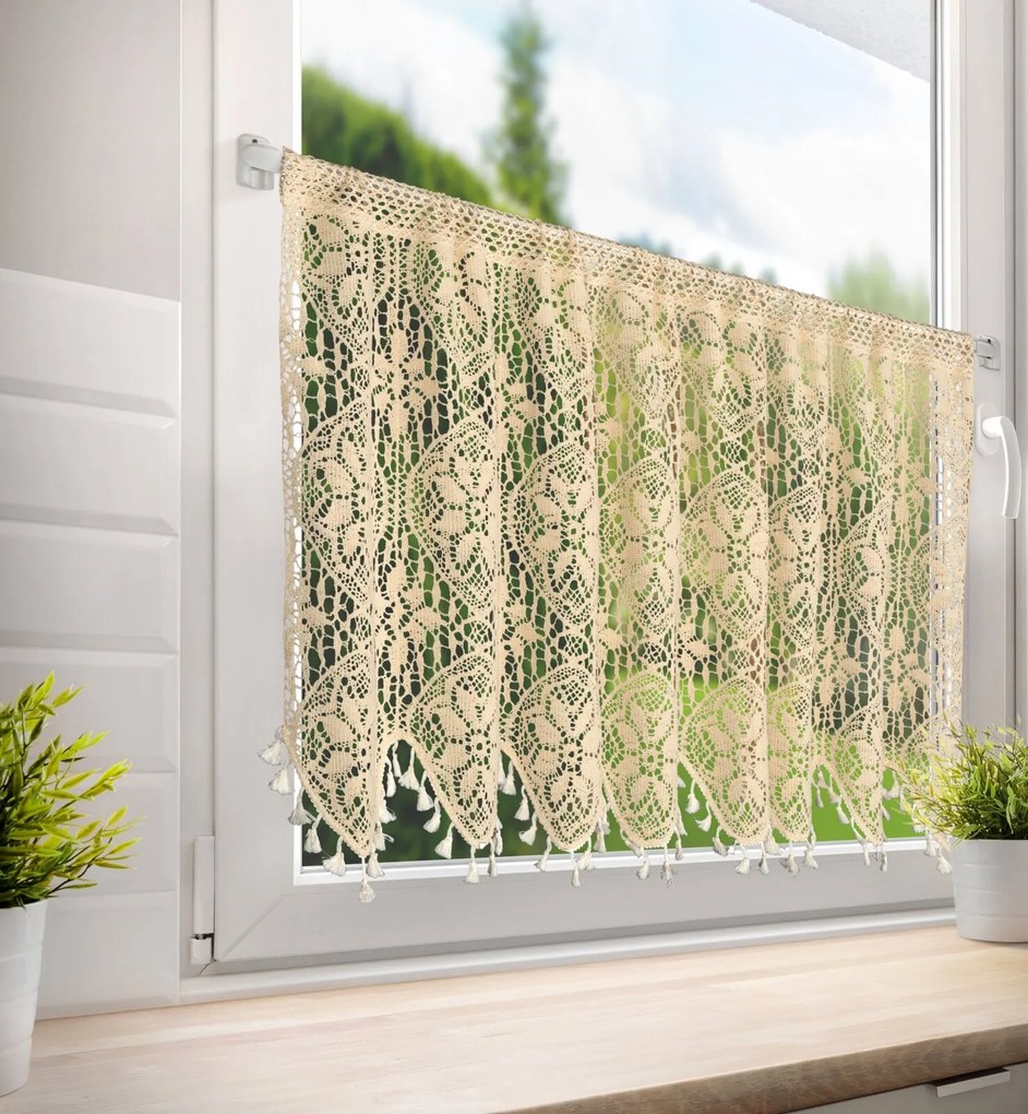 KRÁTKÁ ZÁCLONA NA PÁSCE MOLY 150X60 CM SVĚTLEBÉŽOVÁ