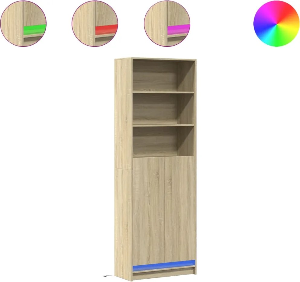 Skříň highboard s LED dub sonoma 69 x 32,5 x 200 cm kompozit 3307907