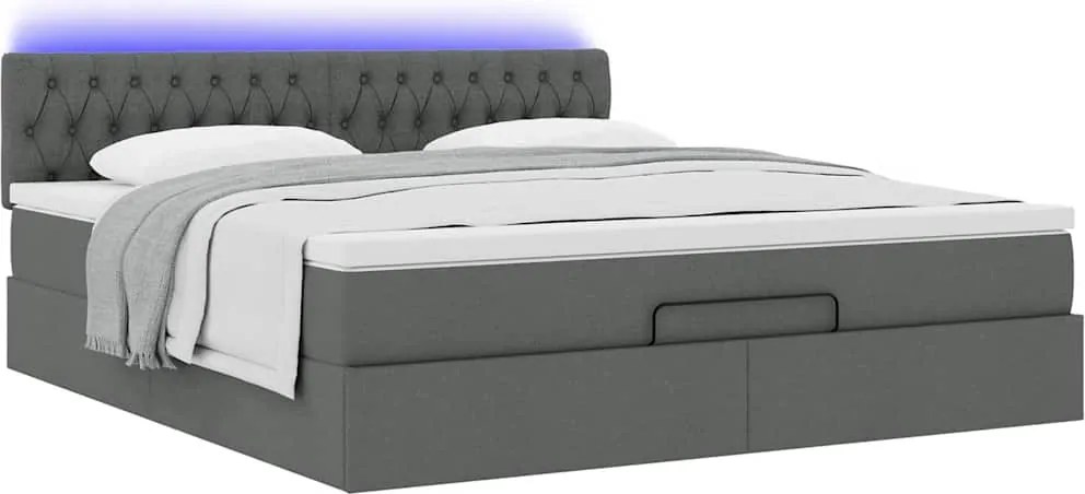 Osmanský rám postele s matrací tmavě šedá 160x200cm textil 3312403