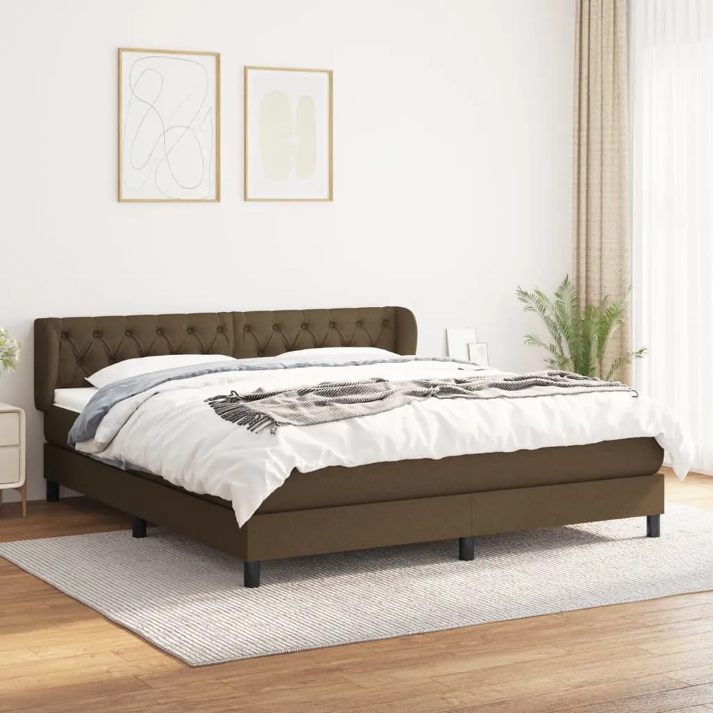 Box spring postel s matrací tmavě hnědá 160x200 cm textil 3126496