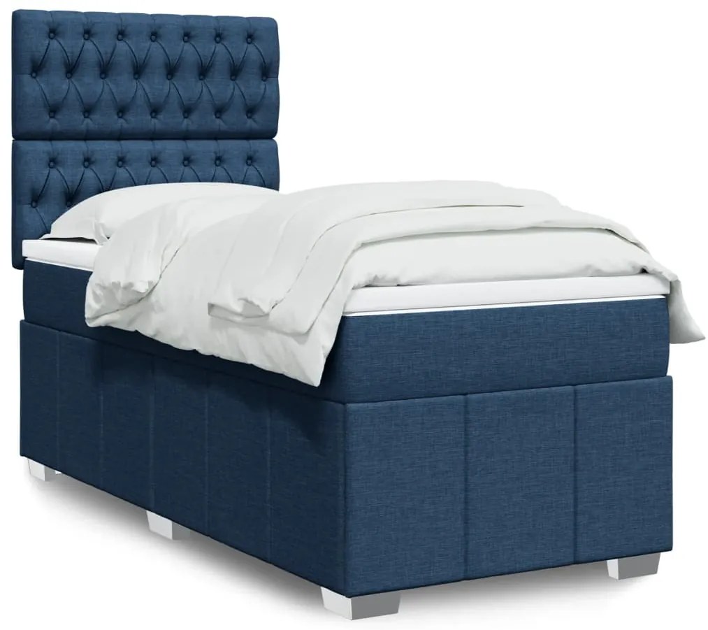 Box spring postel s matrací modrá 90x200 cm textil 3293864