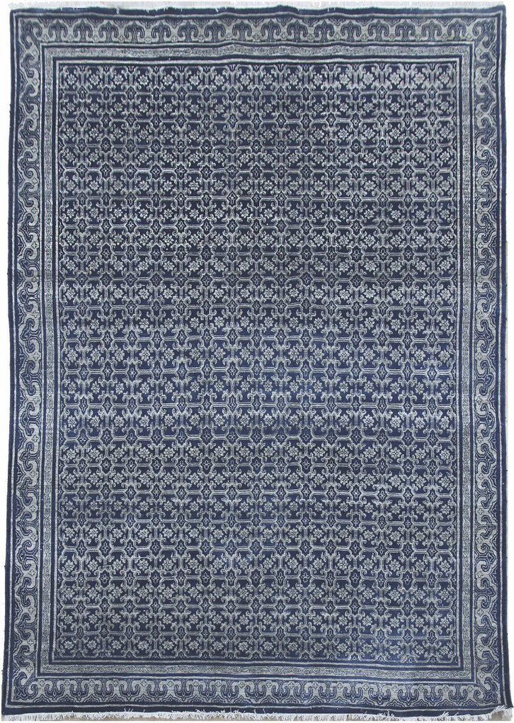 Ručne viazaný kusový koberec Diamond DC-OC Denim blue / silver, 365x457, modrá, chodba / predsieň, Diamond Carpets India