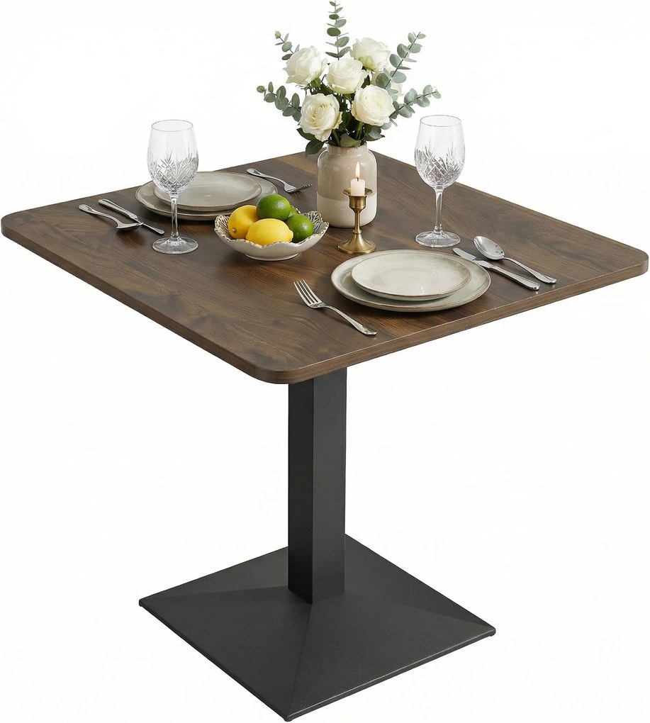 HOMCOM jídelní stůl pro 2 osoby, 70 × 70 × 75 cm, ořech