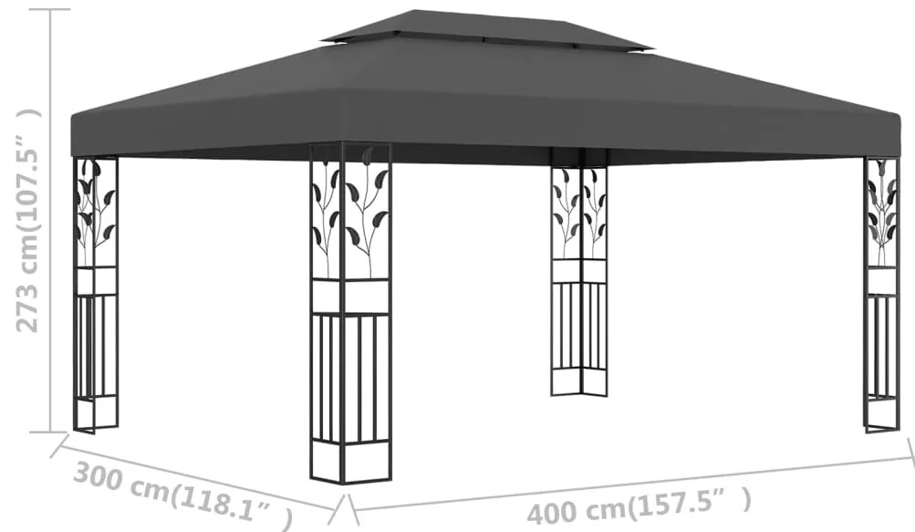 vidaXL Marketos Altán s dvojitou střechou 3 x 4 m antracitový