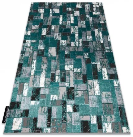 Moderní koberec DE LUXE 6768 Geometrický Strukturální, zelená / ant velikost 140x190 cm | krásné koberce cz