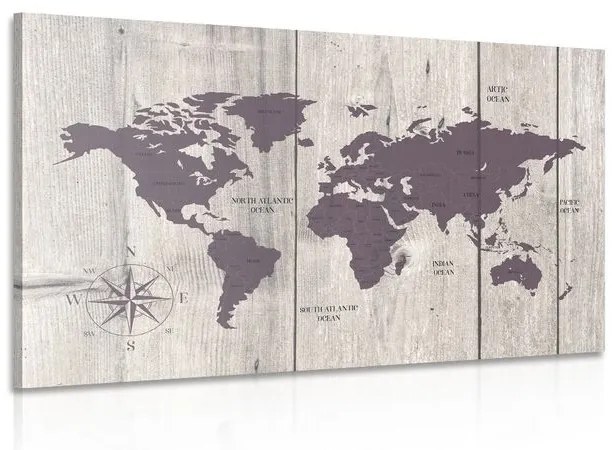 Obraz hnědá mapa na dřevěném pozadí - 60x40 cm