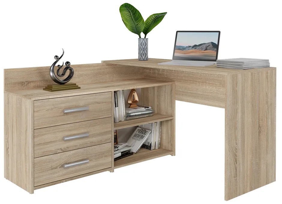 TPS Rohový psací stůl PLUS s komodou 120 cm - Dub sonoma