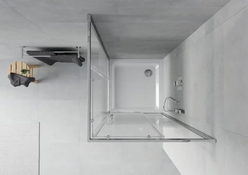Mexen Rio čtvercový sprchový kout 90 x 90 cm, bílé pruhy, chrom + vanička Flat, bílá - 860-090-090-01-20-4010