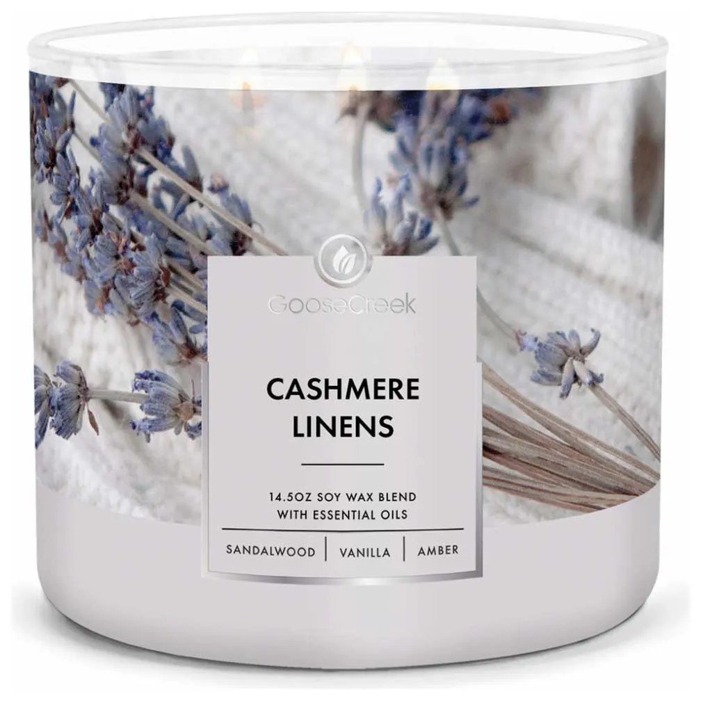 Goose Creek - vonná svíčka Cashmere Linens (Kašmírové prádlo) 411g