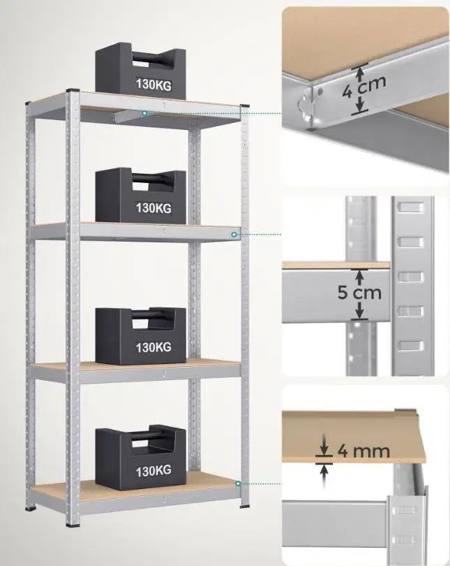 Sada regálů Regmet 2 ks 160 cm hnědá/stříbrná