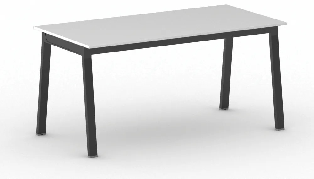 Jednací kancelářský stůl PRIMO BASIC, 160x80 cm, černá podnož, bílá