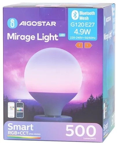 LED RGBW Stmívatelná žárovka MESH G120 E27/4,9W/230V 2700-6500K + DO - Aigostar
