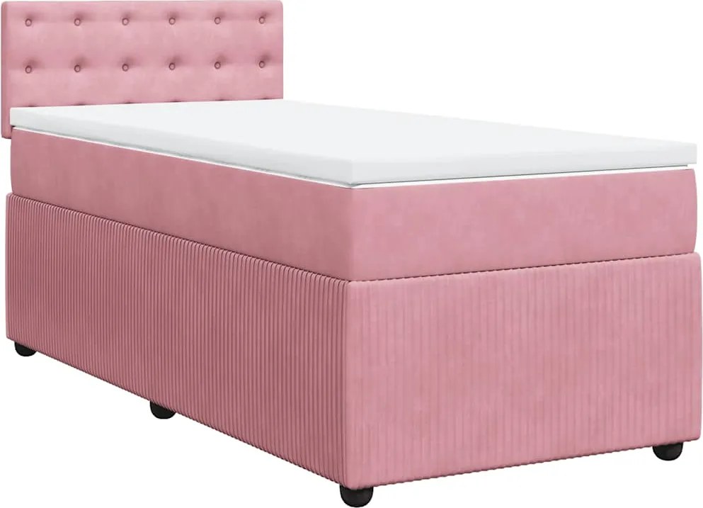 Box spring postel s matrací růžová 90x200 cm samet 3287643