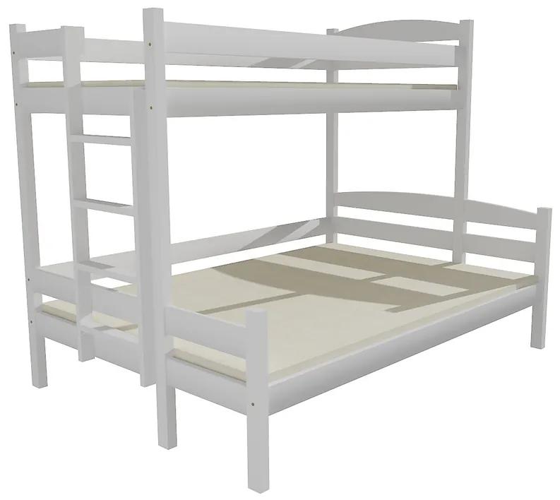 Vomaks Patrová postel s rozšířeným spodním lůžkem PPS 001 100/120 x 200 cm bezbarvý lak vlevo (vyobrazeno)