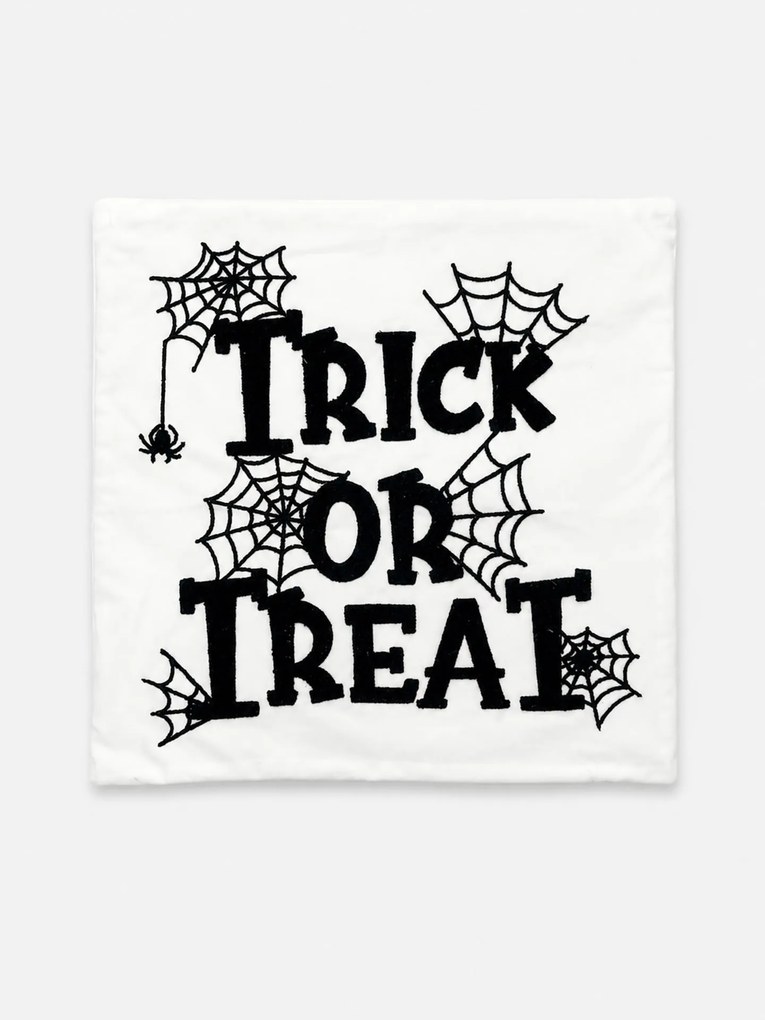 Sinsay - Halloweenský dekorativní povlak na polštář s nápisem a motivem pavučiny - bílá