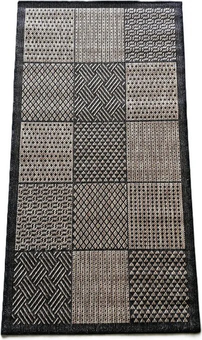HU Béžovo-šedý sisalový koberec Sizal Bronzové čtverce Rozměr: 40x60 cm