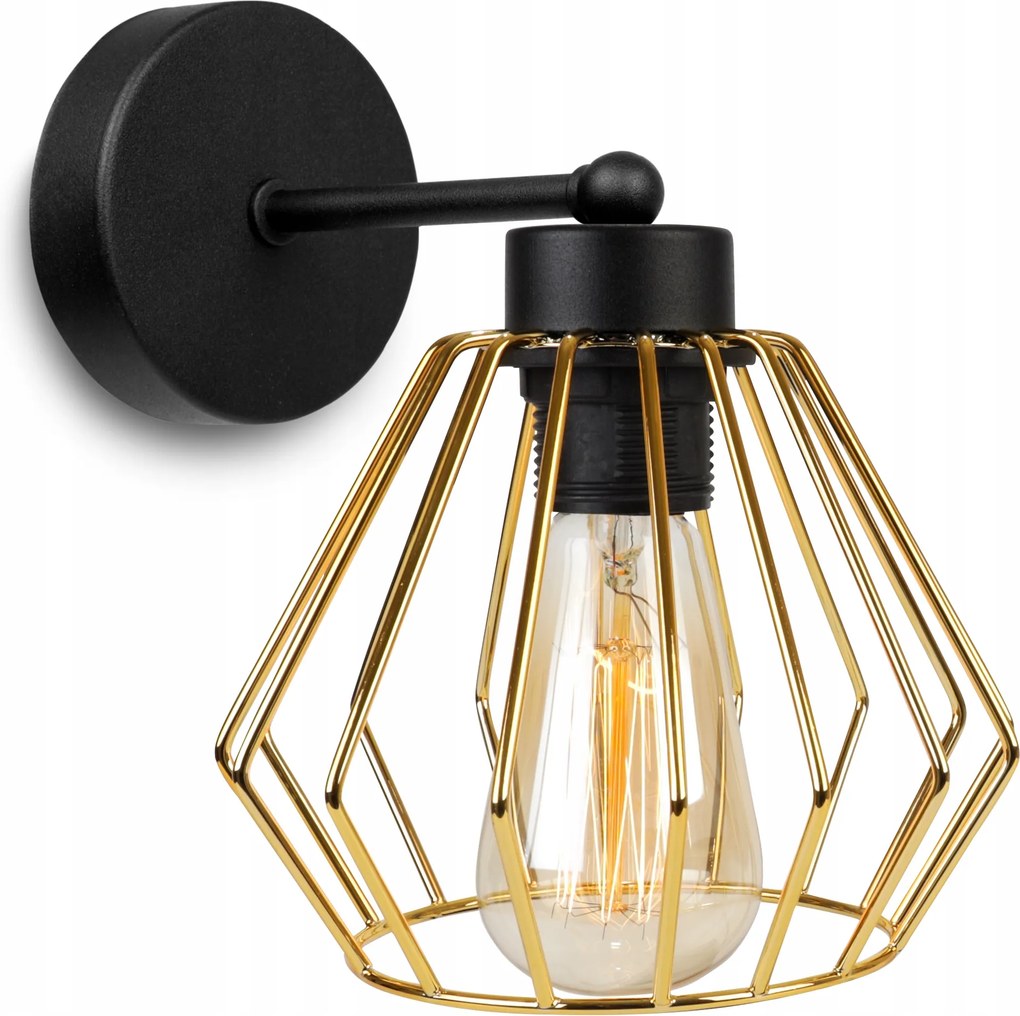 Elegantní Nástěnná Lampa Retro Drátěný Zlatý Loft