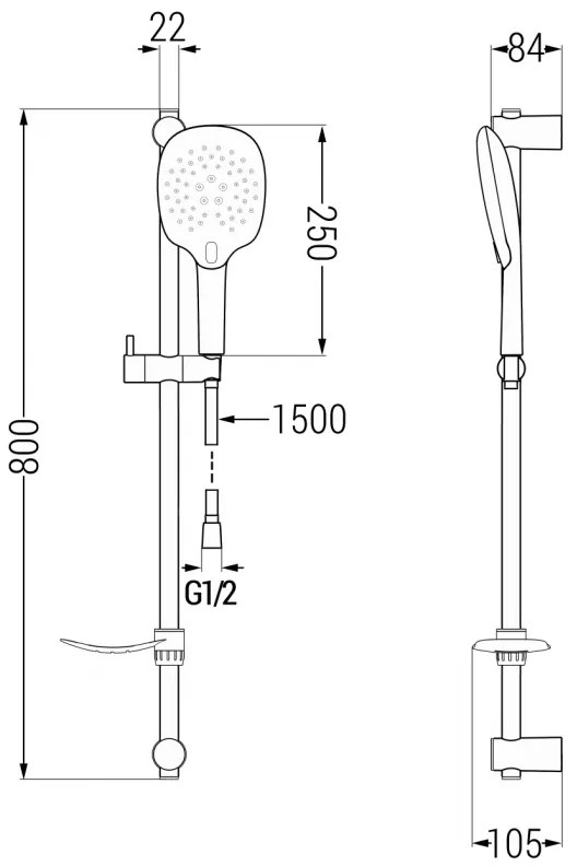 Mexen sprchový set DF22, chrom, 785224582-00